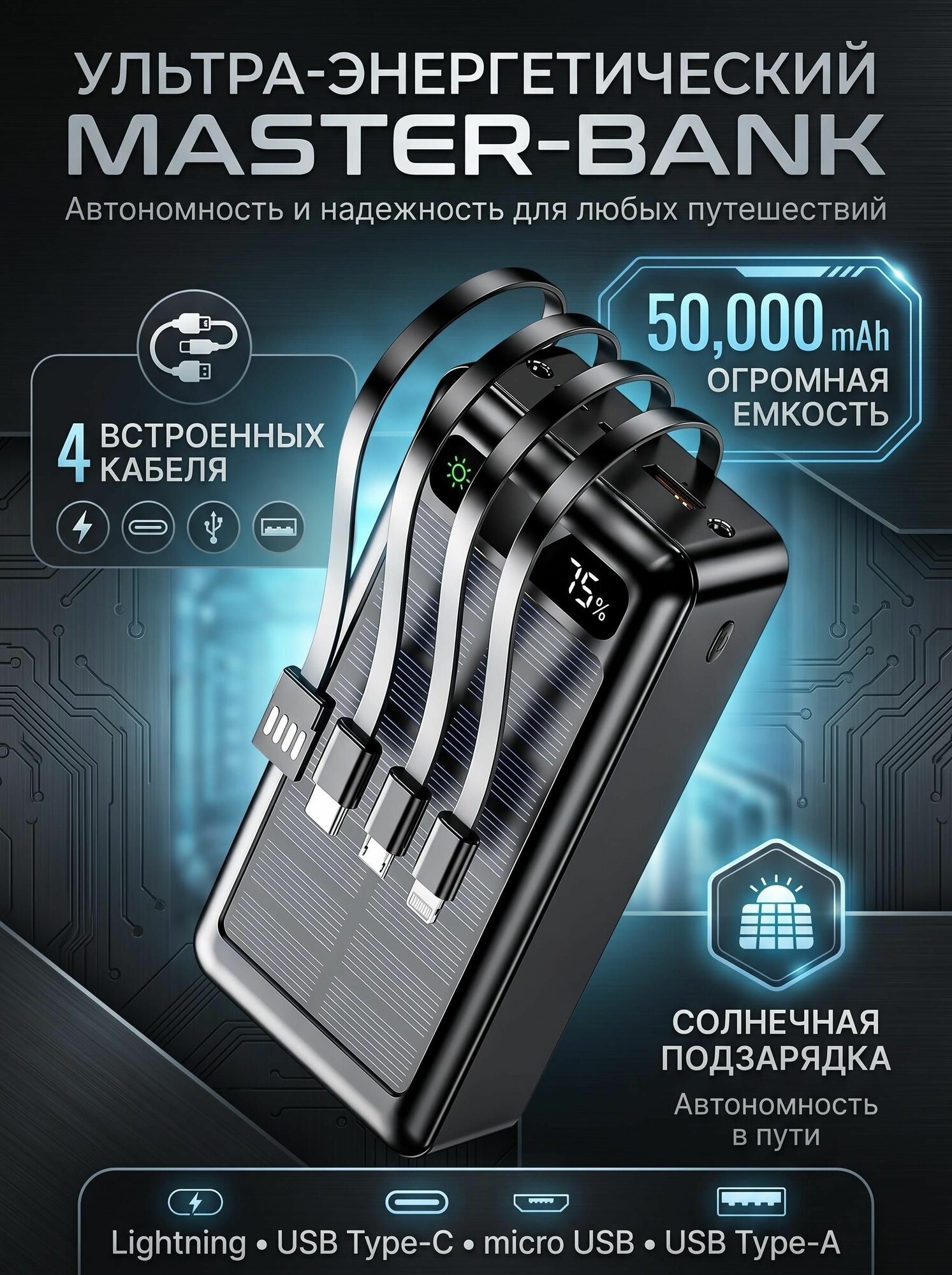 Портативный аккумулятор N/A 50 000 mAh