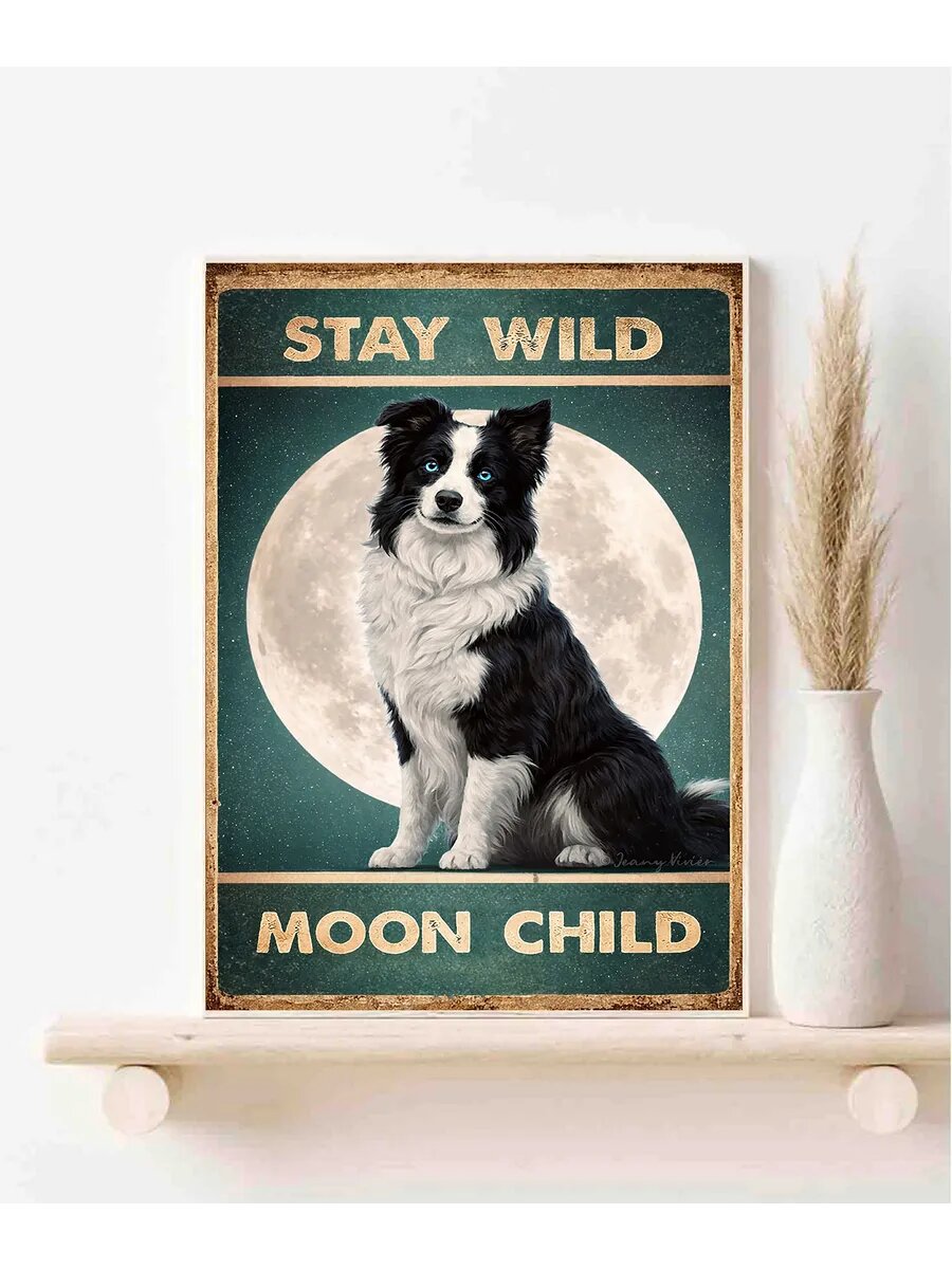 Бордер-колли, Stay Wild Moon Child, Плакат 30x42см