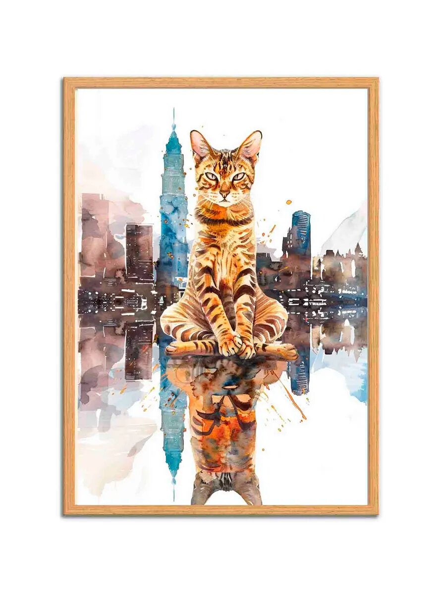 Оцикат-Кошачья йога 5, Плакат 30x42см