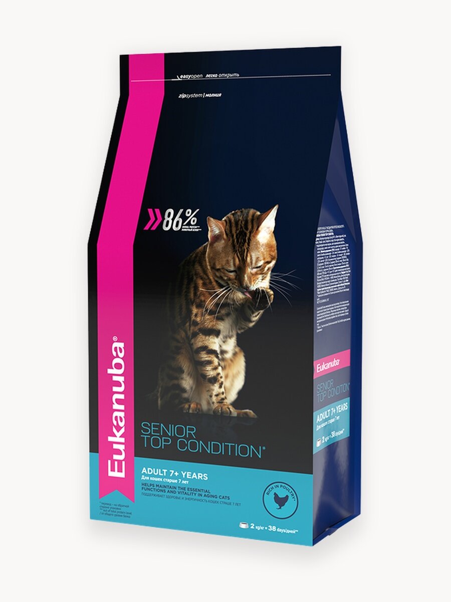 Сухой корм для кошек Eukanuba Senior Top Condition старше 7 лет, 0,4 кг