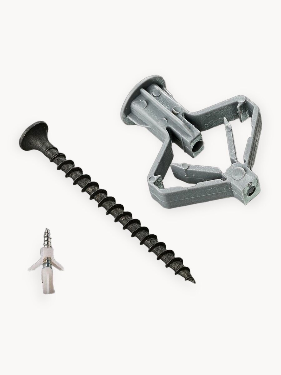 Дюбель Бабочка 10х50 (25шт.) с шурупом, для гипсокартона, распорный, Tech-Krep