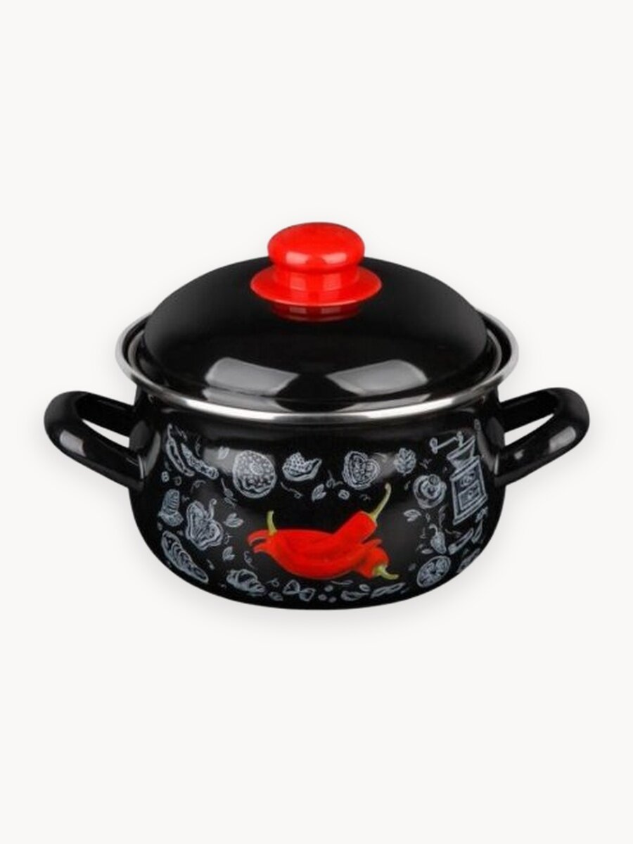 Perfecto Linea Кастрюля стальная эмалированная, 2.8 л, серия Перчик, (подходит для всех типов плит, включая индукцию) (50-367828)