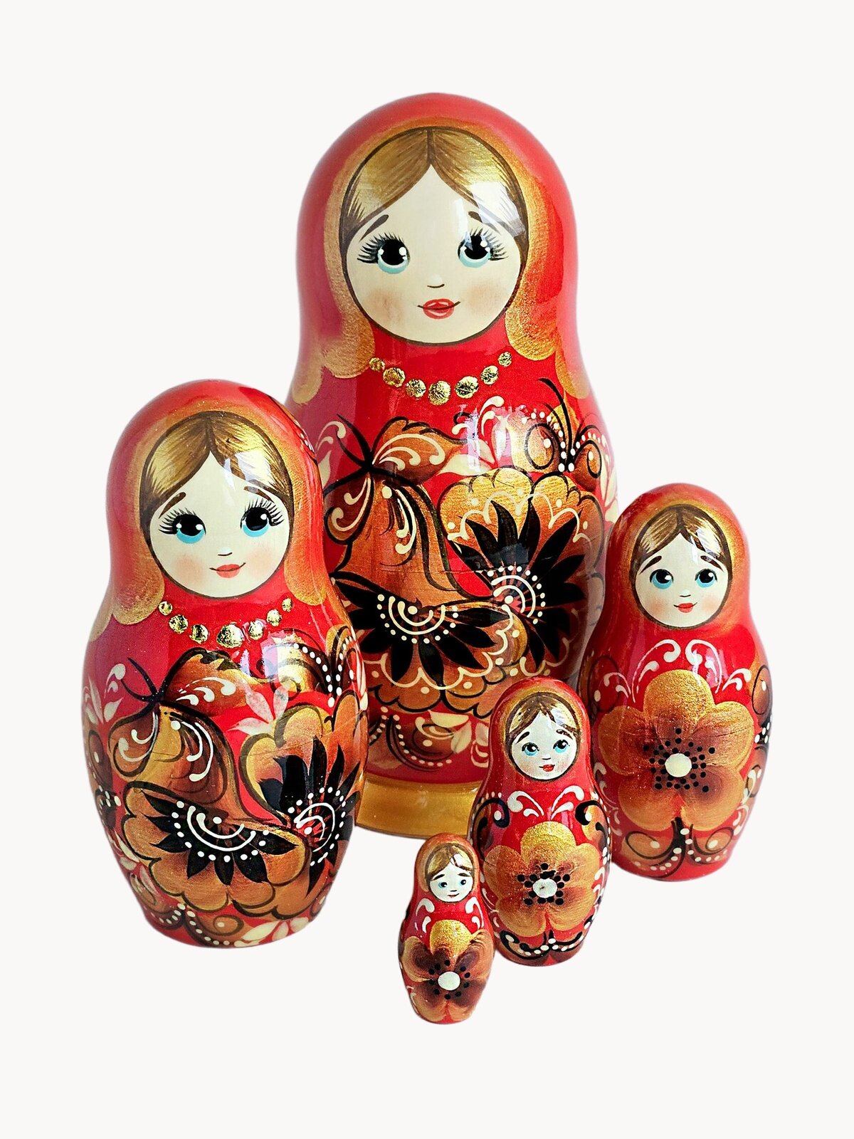 Матрешка деревянная детская развивающая игрушка Птица Счастья 5 мест 15 см Орнамент