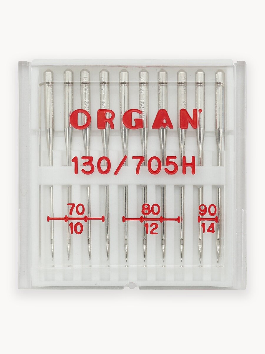 Иглы для швейных машин универсальные ORGAN № 70-90, 10 шт, пластиковая упаковка без блистера