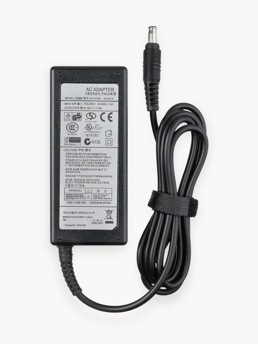 Блок питания для Samsung 19V 3.16A 60W / CPA09-004A / AD-6019R / AD-6019 / ADP-60ZH D / PA-1600-66 / NP355V5C