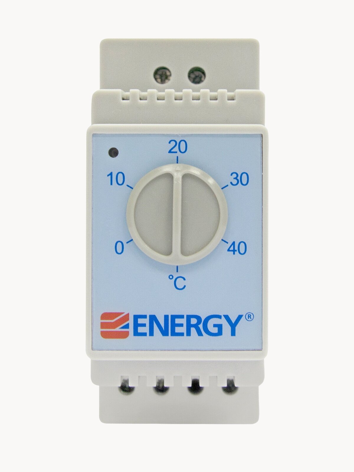 Терморегулятор Energy TK05 с датчиком температуры для теплого пола, электромеханический, на DIN-рейку, серый