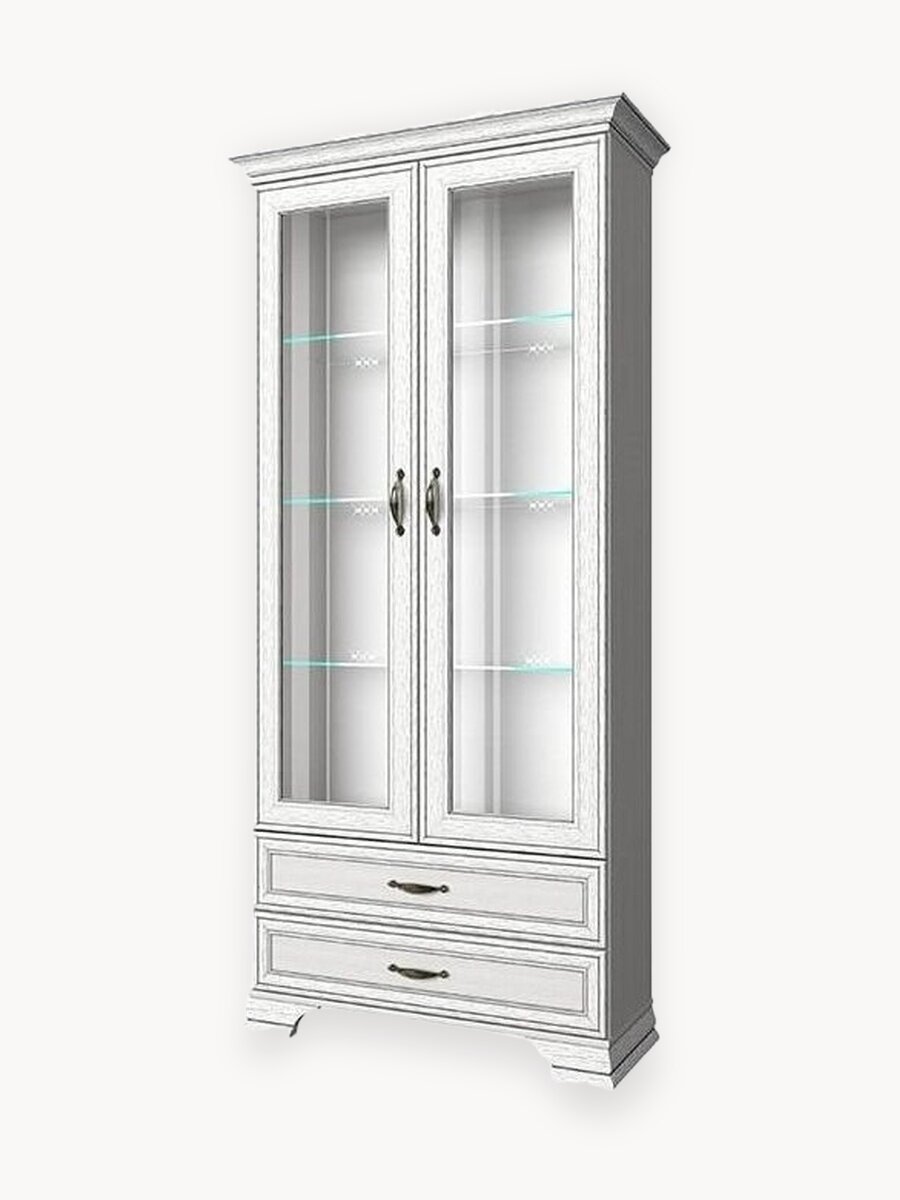 Шкаф с витриной Anrex Тиффани / Tiffany 2V2S вудлайн кремовый