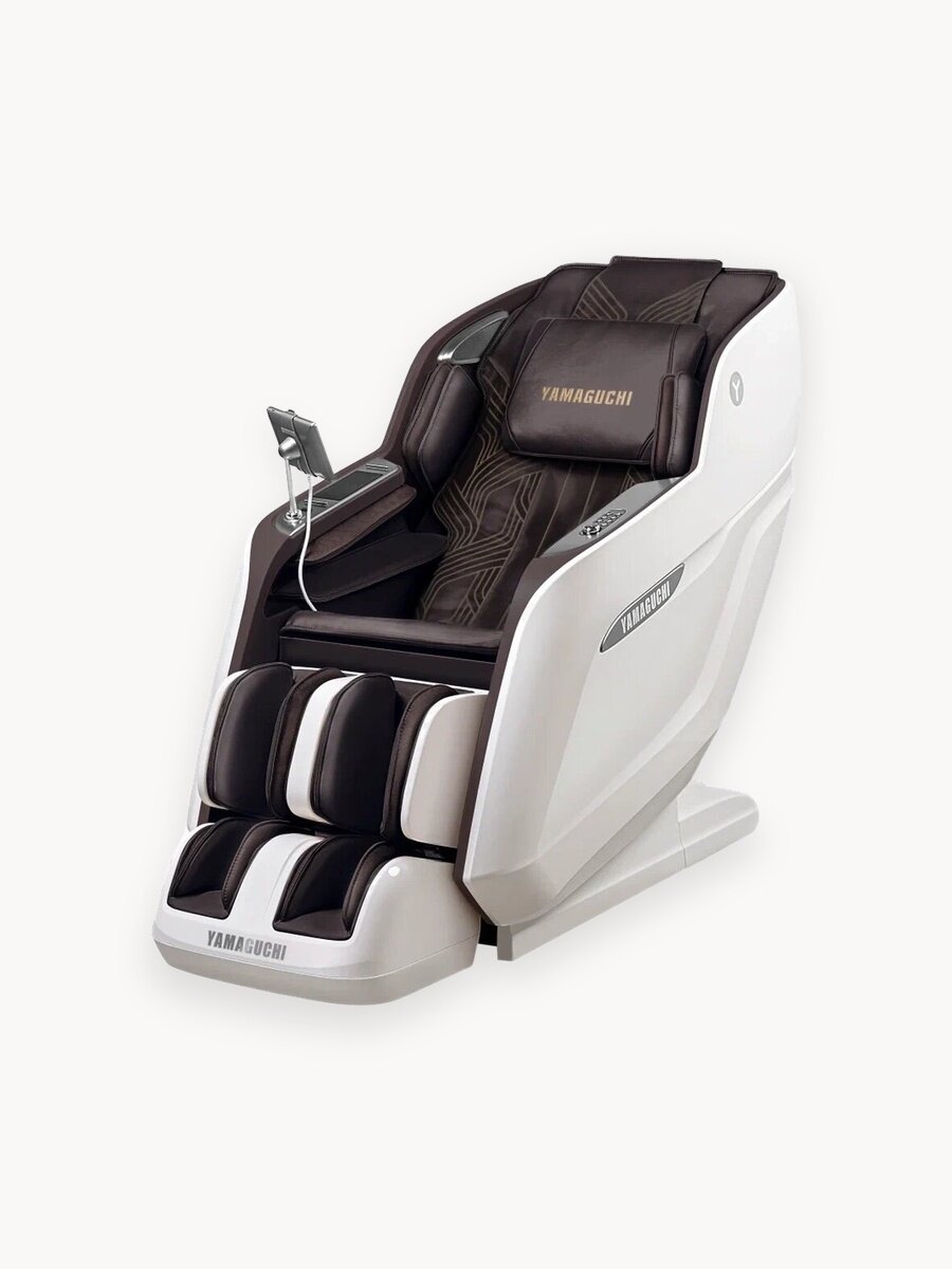 Массажное кресло Yamaguchi Skyway, коричневое. 7-секционная L-Shape каретка длиной 1430 мм, угол наклона 150°