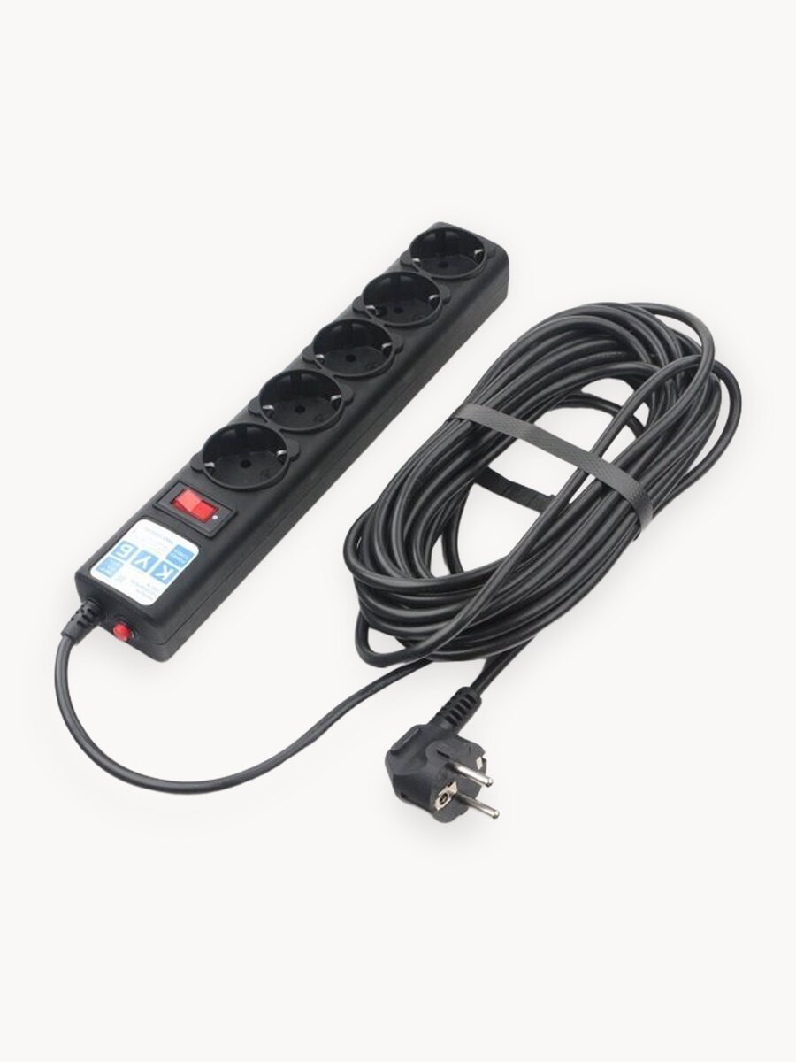 Сетевой фильтр Power Cube 7.0м, 10А/2,2кВт, 5 розеток (черный графит)