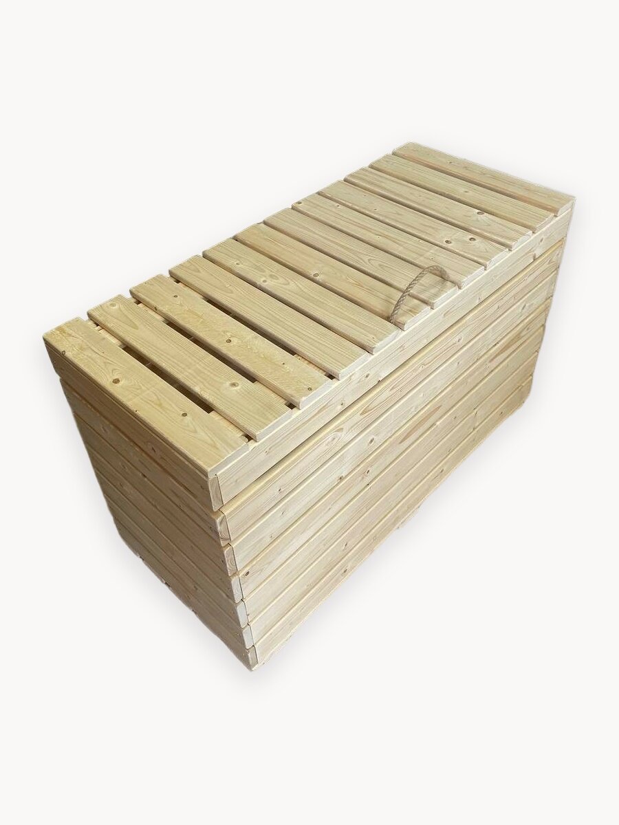 Ящик деревянный с крышкой из массива хвои (95х60х43 см)