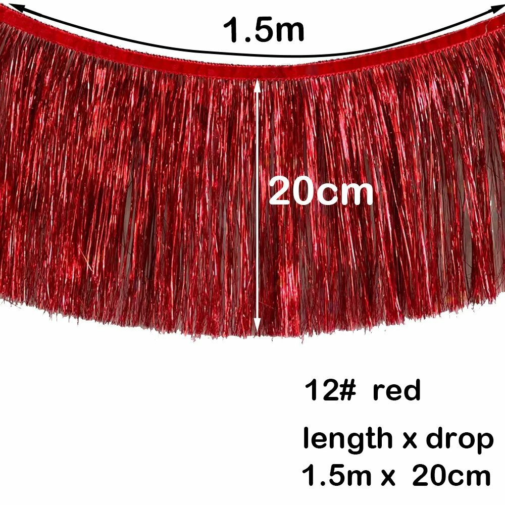 Красная бахрома 1.5м x 20см, 12# red