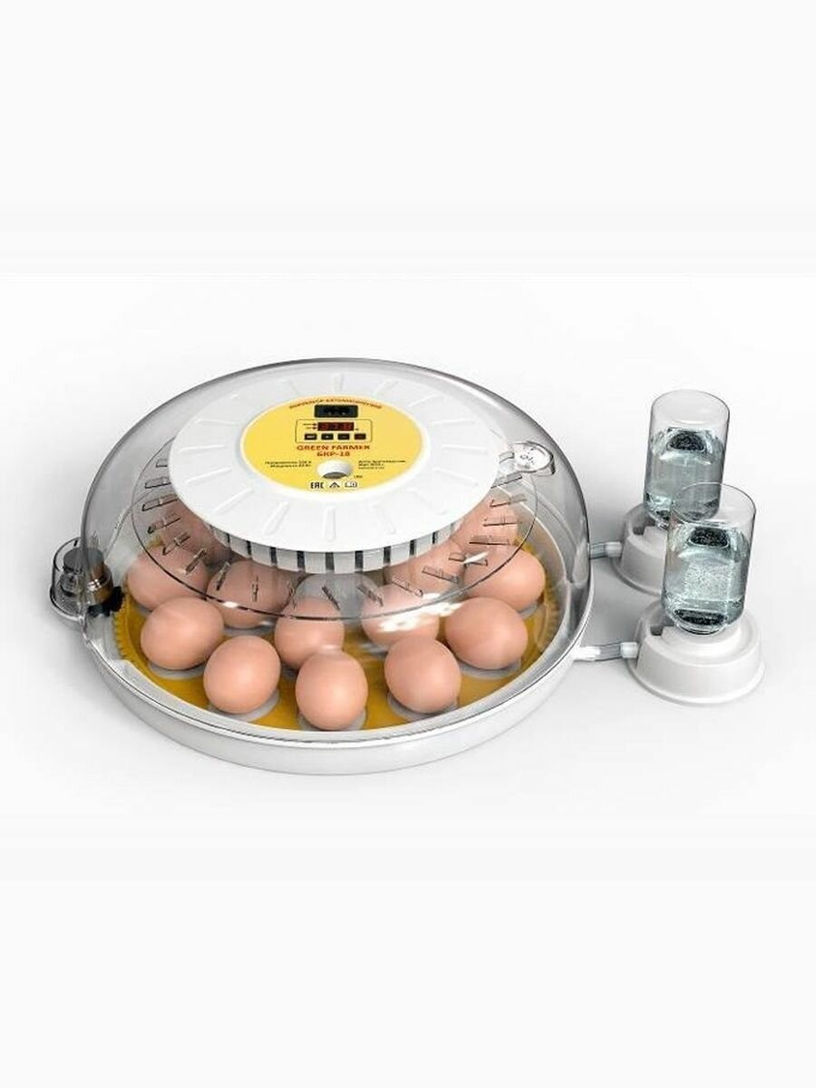 Инкубатор для яиц автоматический GREEN FARMER БКР-18 с терморегулятором, овоскопом, автоповоротом, для куриных, перепелиных, утиных, гусиных яиц