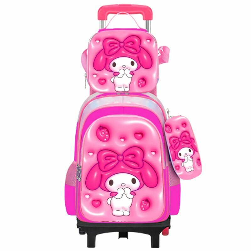 Рюкзак детский мультяшный надувной стиль блестящий кожаный школьный с троллей и плечными ремнями тройной комплект