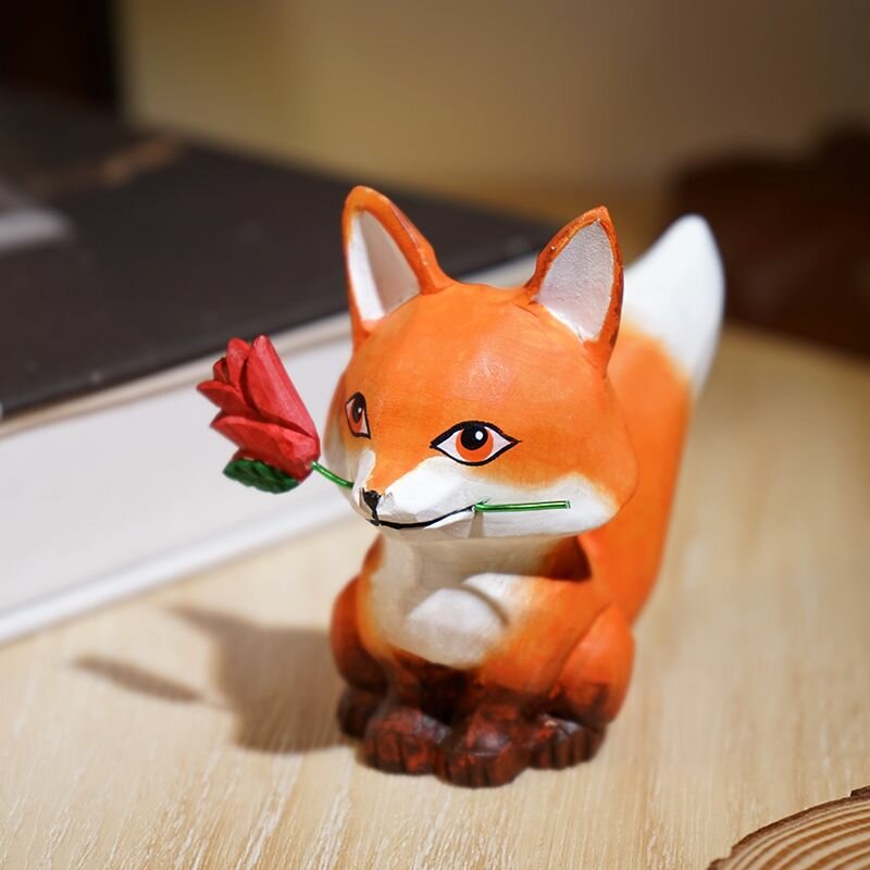 Ручная деревянная скульптура для стола: милые фигурки животных, декор для рабочего стола, подарок на день рождения и для пар (натуральное дерево, 8-12 см)