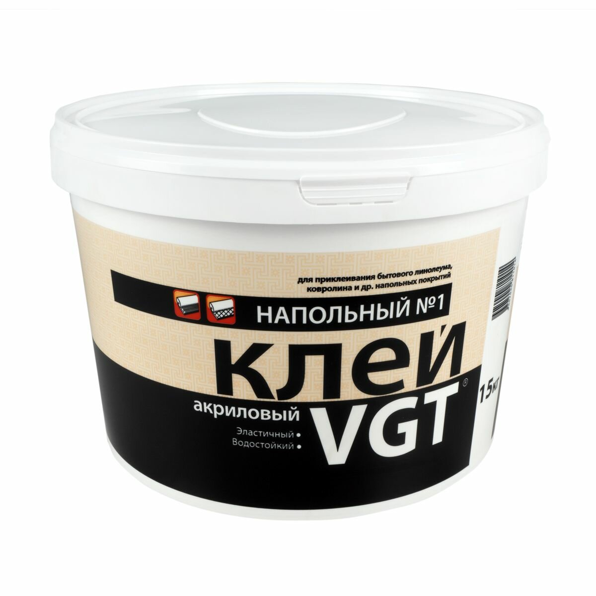 Клей напольный VGT №1 эконом, акриловый, для линолеума и ковролина, 15 кг