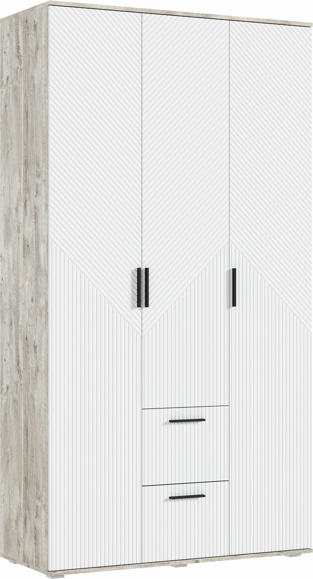 Шкаф Сильвия 3-ств. 1200мм х2236мм х510мм (Браш Вайт, Дуб Юкон) МИФ