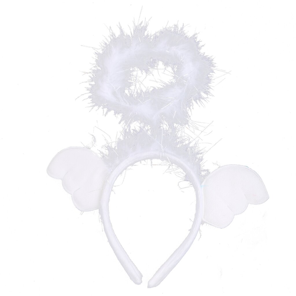 Повязка на голову ангел со светящимся пером на заколке для волос-Белая несветящаяся