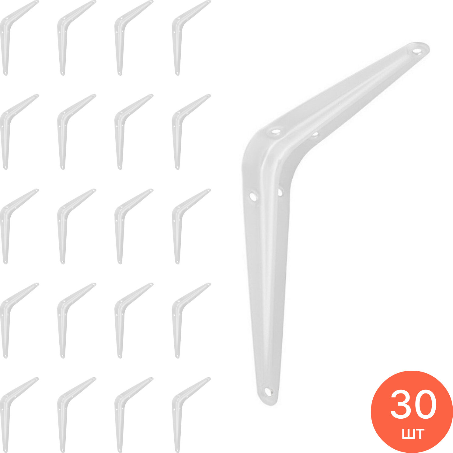 Кронштейн для полки Rock Solid Connection / Рок Солид Конекшн Domax WS 100 стальной, белый, 100×75мм / держатель (комплект из 30 шт)