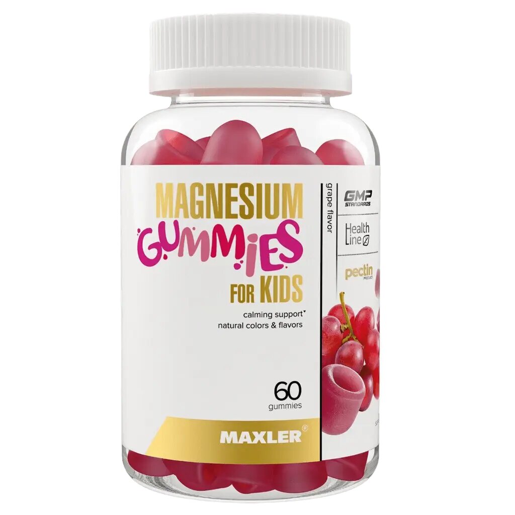 Макслер Магний Гаммиз для детей вкус виноград / Maxler Magnesium gummies for Kids Grape flavor жевательные конфеты по 2,5 г 60 шт 60 шт