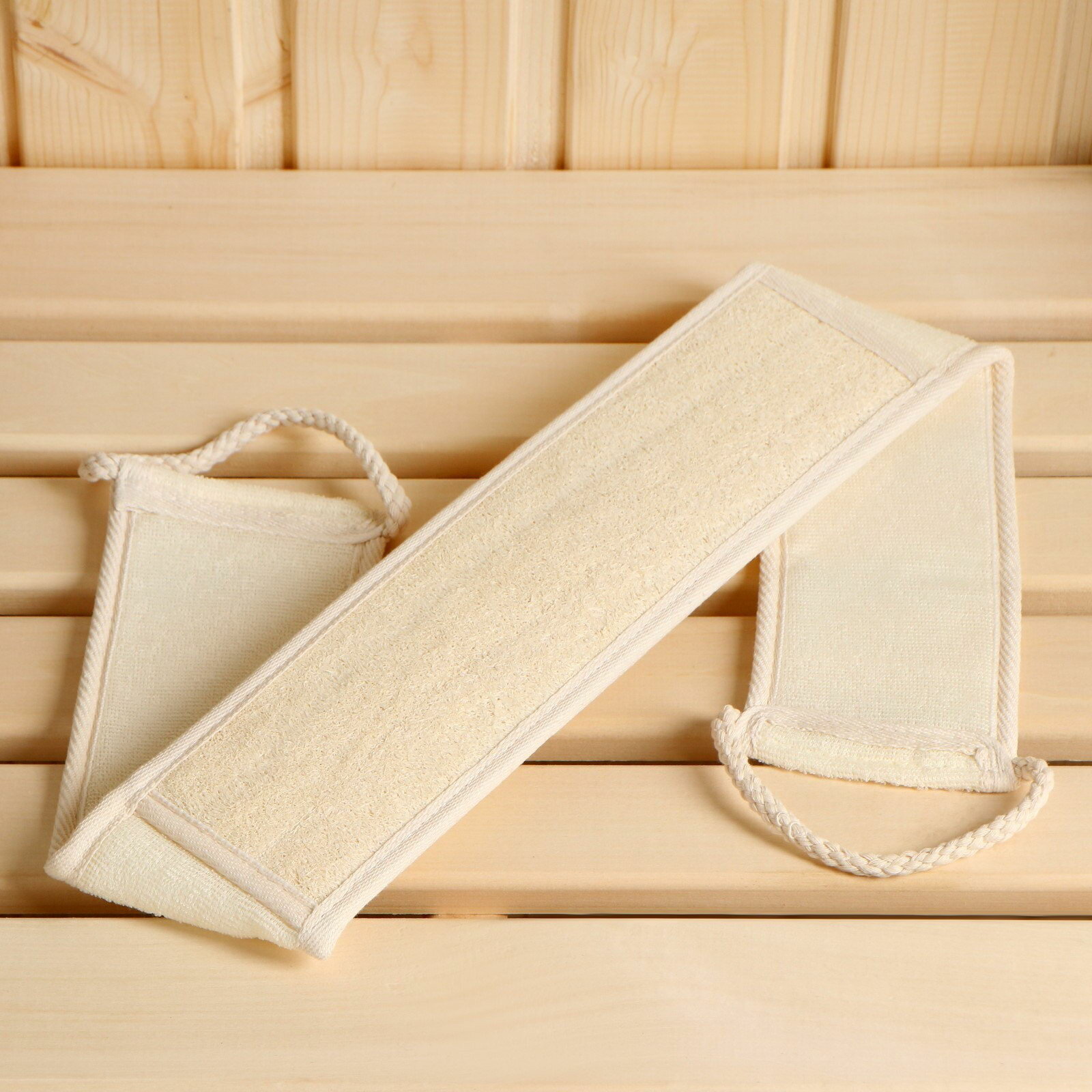 Мочалка из люфы, лента с сегментами, с хлопком, 70.5х8.4 см, вид: мочалка лента