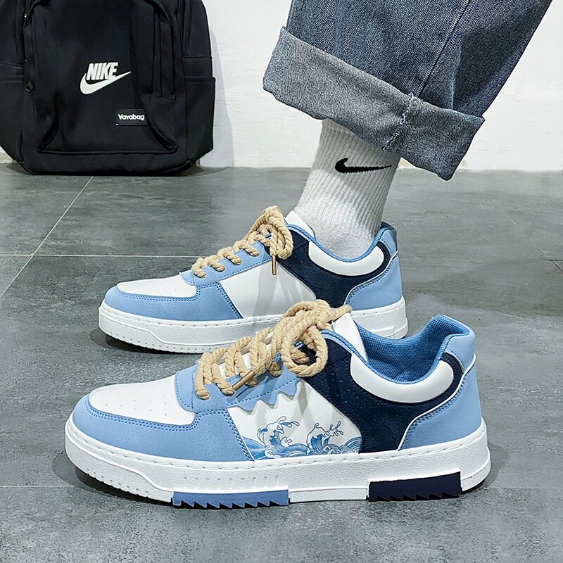 MOOCIE Мужские осенние дышащие кроссовки 2025 года, новый стиль, универсальные, повседневные, нишевый дизайн, спортивная обувь на толстой подошве, белые, модные, EU:44