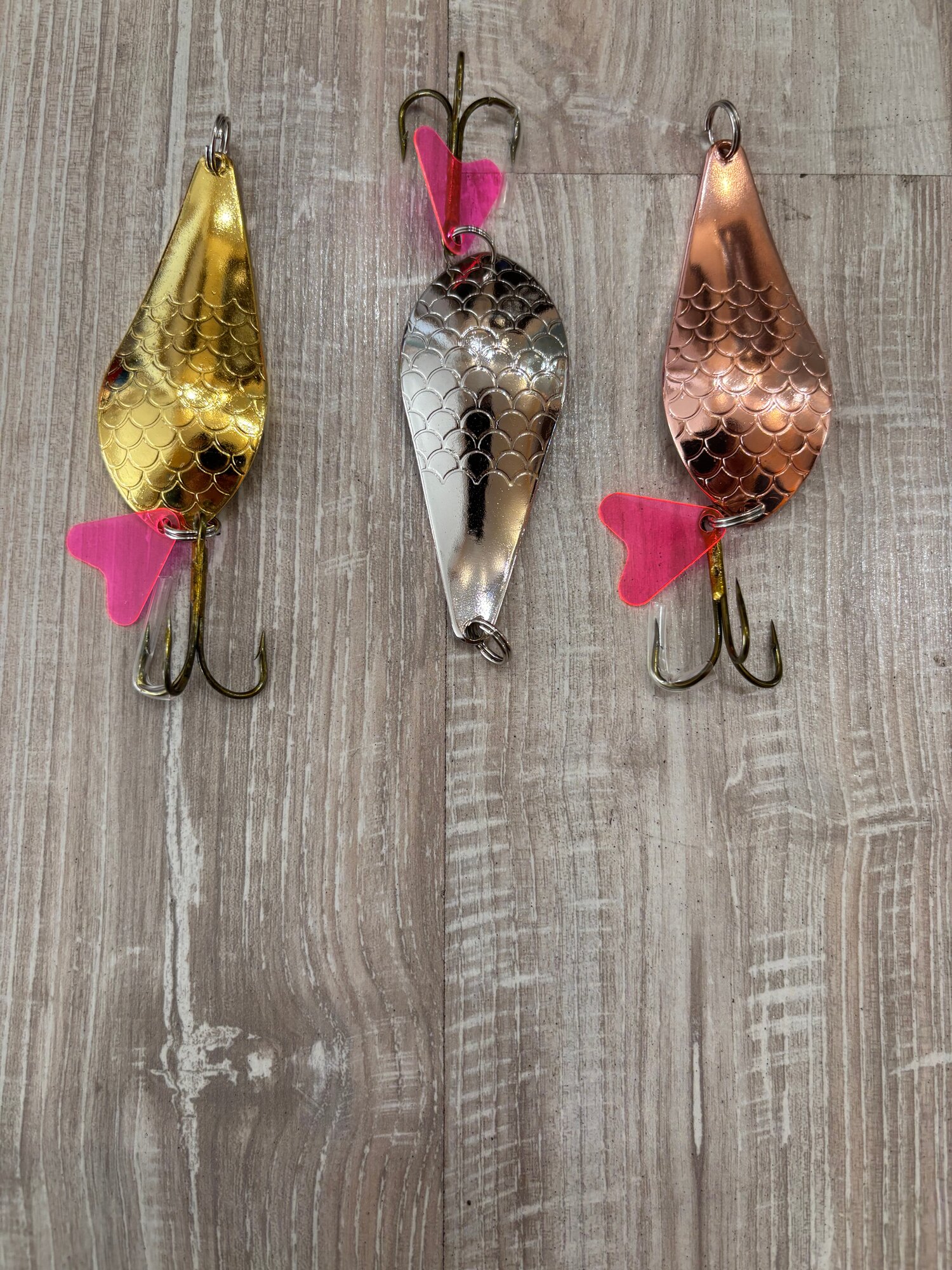 Набор блесен "Атом", 3 штуки, колебалки, с тройниками, 28 грамм