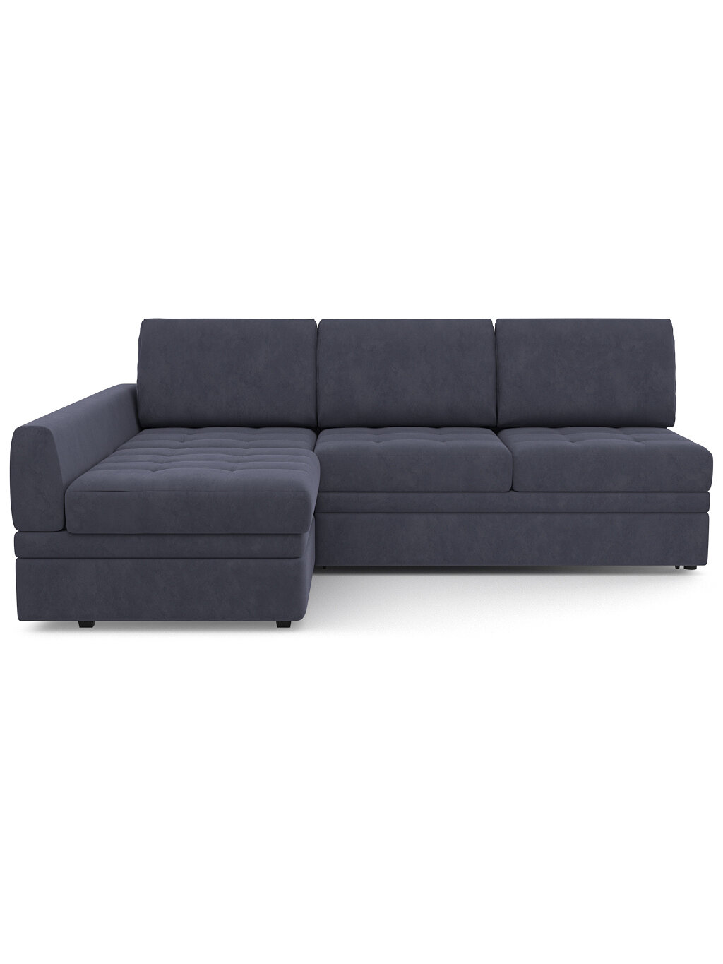 Угловой диван-кровать PUSHE раскладной Бруно, левый угол, велюр, серый Formula 998