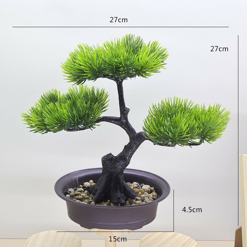 Дерево бонсай с литьевым формованием для офисного декора и подарка темно-зеленый горшок