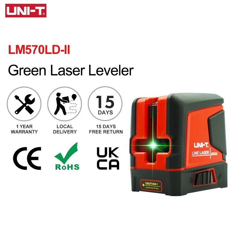 Лазерный уровень UNI-T LM570LD-II, дальность построения 10/30м, 2 луча, зеленый цвет луча