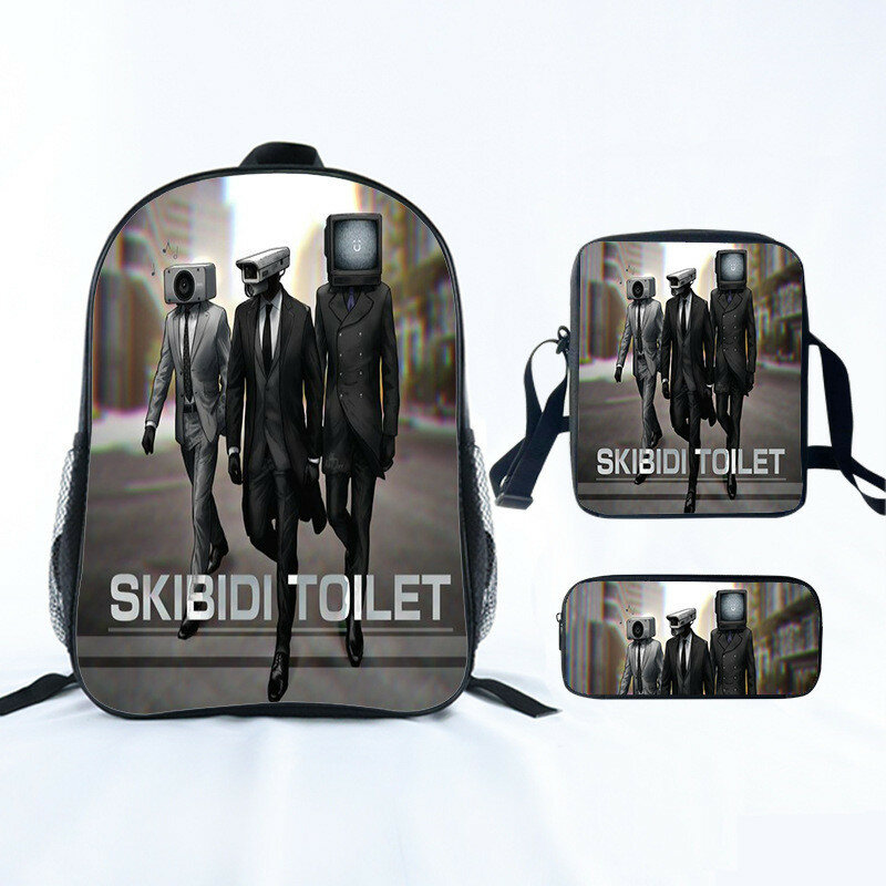 Skibidi toilet kids school bag with air cushion straps for comfortable carrying toilet man 04