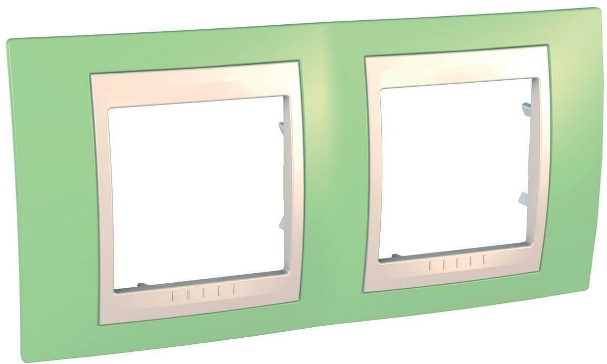 Рамка Unica хамелеон 2 поста горизонтальная зеленое яблоко/бежевая MGU6.004.563