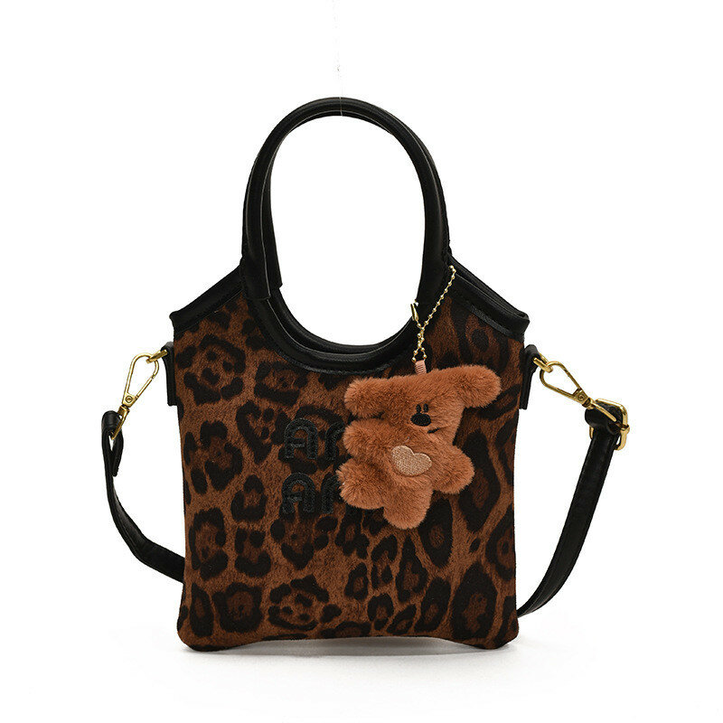 Стильная кожаная сумка с леопардовым принтом и симпатичным клетчатым дизайном для девочек. Стиль E