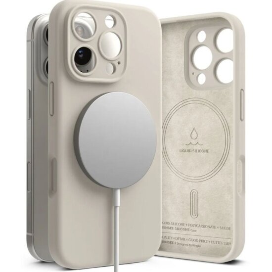Чехол Ringke SILICONE MAGNETIC MAGSAFE для Apple iPhone 16 PRO MAX, серый