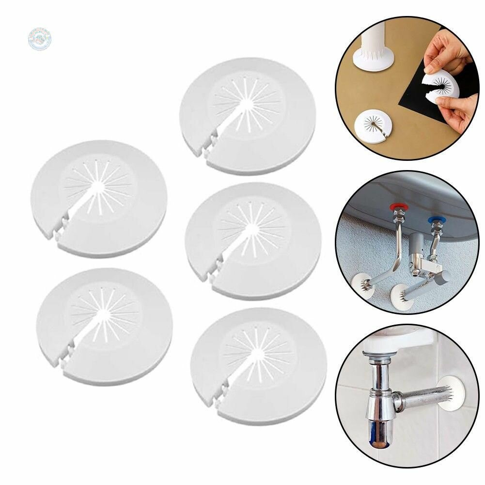 Крышки для труб 5 шт, универсальные белые заглушки для сантехники, пластиковые накладки на дренаж, крышки для раковины и ванной, быстрая установка без инструментов