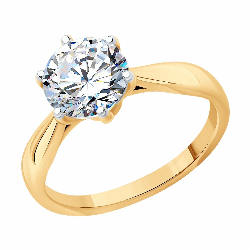 Кольцо, красное золото, 585 проба, бриллиант выращенный