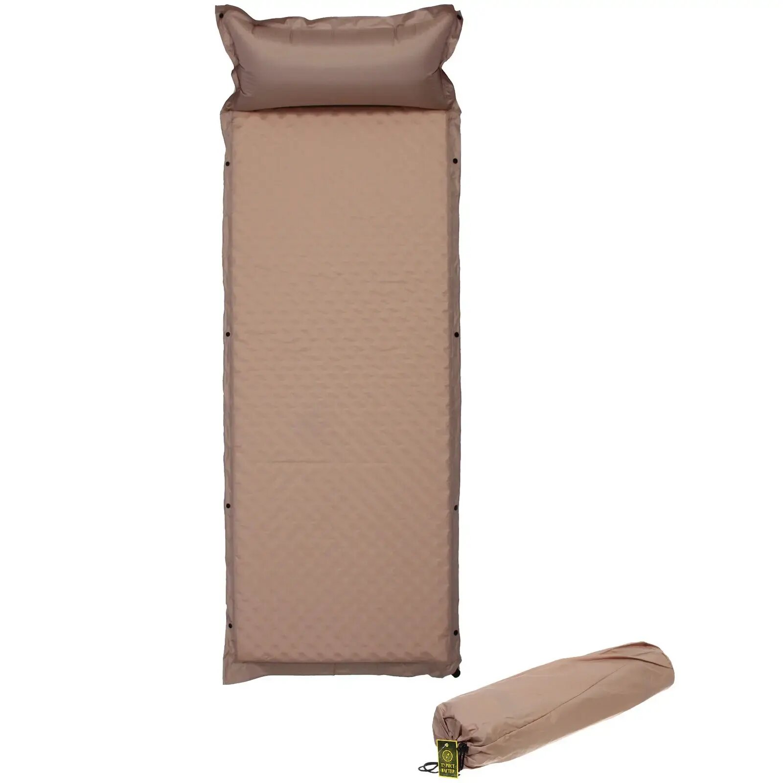 Коврик туристический самонадувающийся 180х56х4,5 см, бежевый, с подушкой