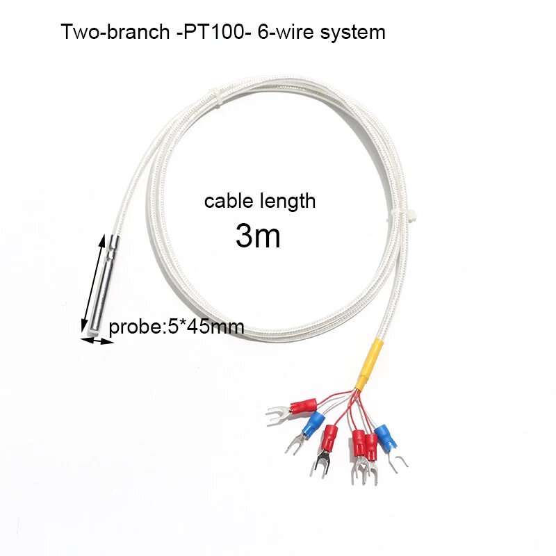 Датчик температуры PT100 1м/2м/3м Two 6wire 5x45 3m