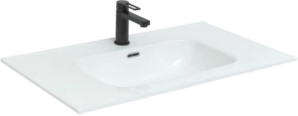 Мебельная раковина Aquanet Flat 82 фаянсовая, раковина для ванной, со сливом-переливом, белая, прямоугольная