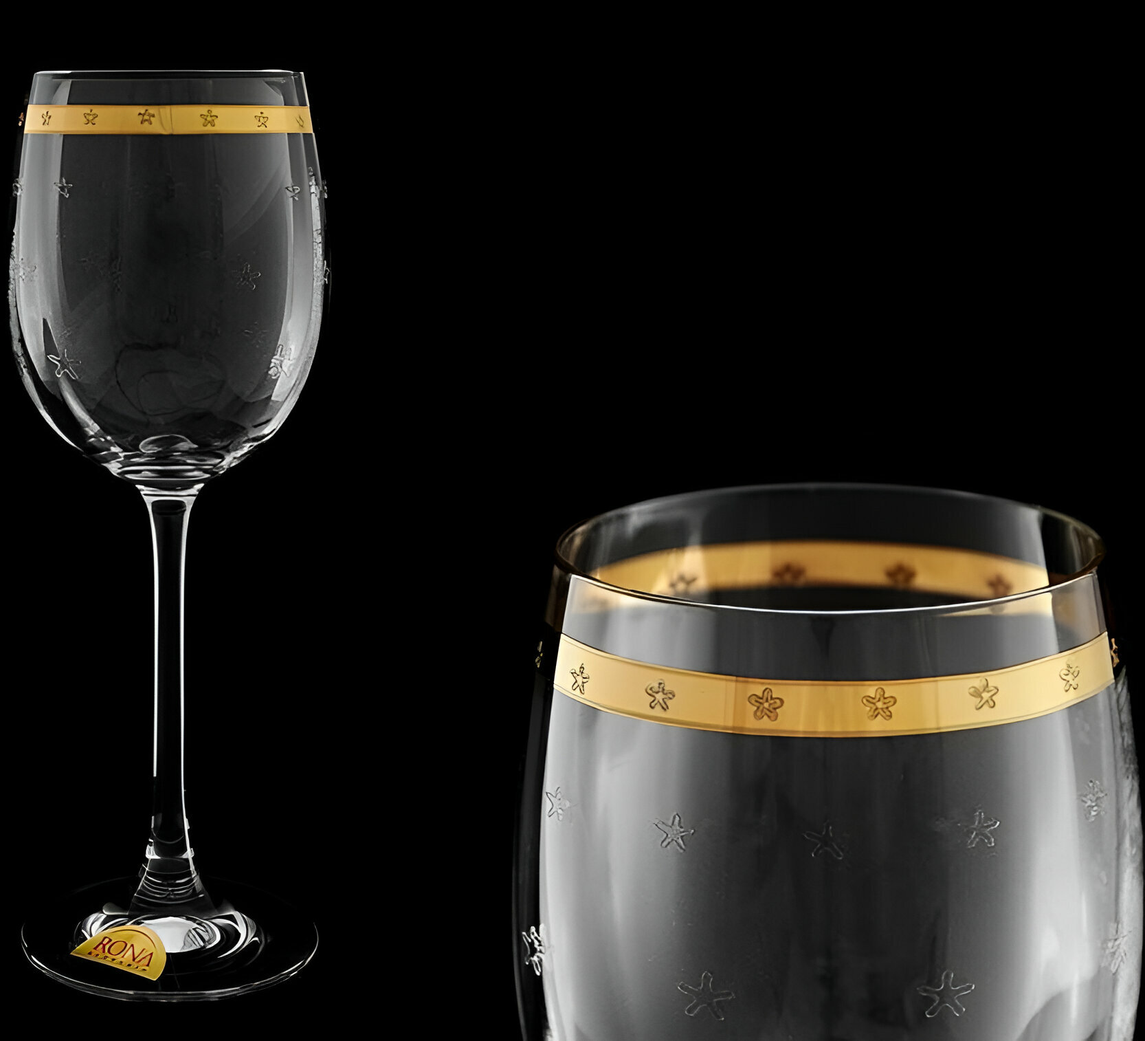 Фужеры Rona "Звёзды на золотой полосе", для вина, 260 мл, 6 штук