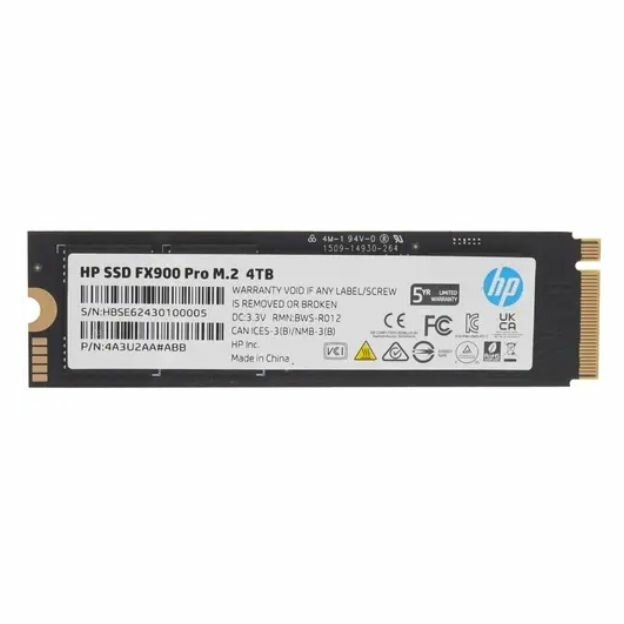4 ТБ SSD M.2 накопитель HP FX900 Pro (4A3U2AA#ABB) - PCI-E 4.0, чтение - 7400 Мбайт/с, запись - 6700 Мбайт/с, 3D NAND