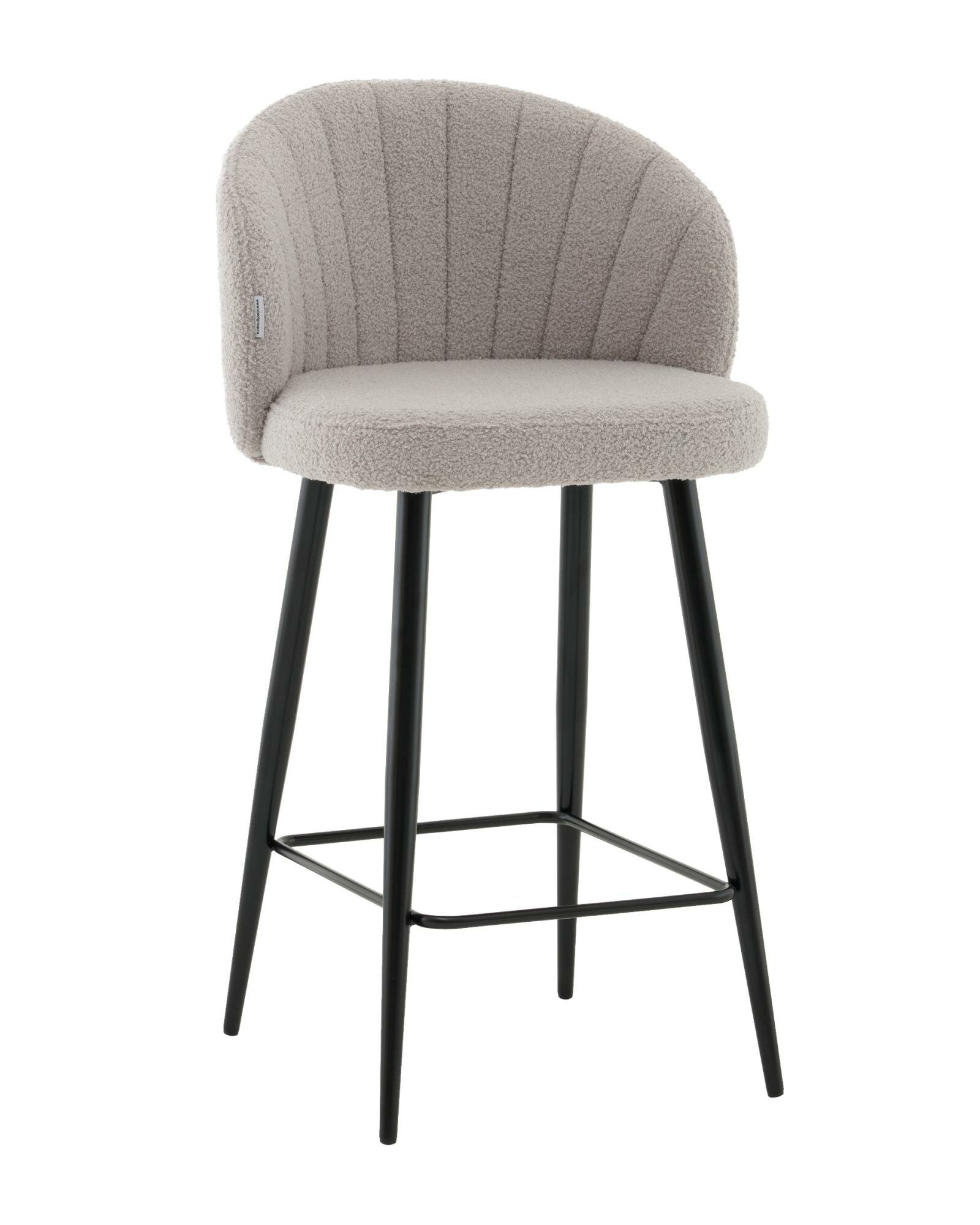 Стул полубарный Ханнингем STOOL GROUP светло-серый, ткань и металл, мягкое сиденье, без подлокотников