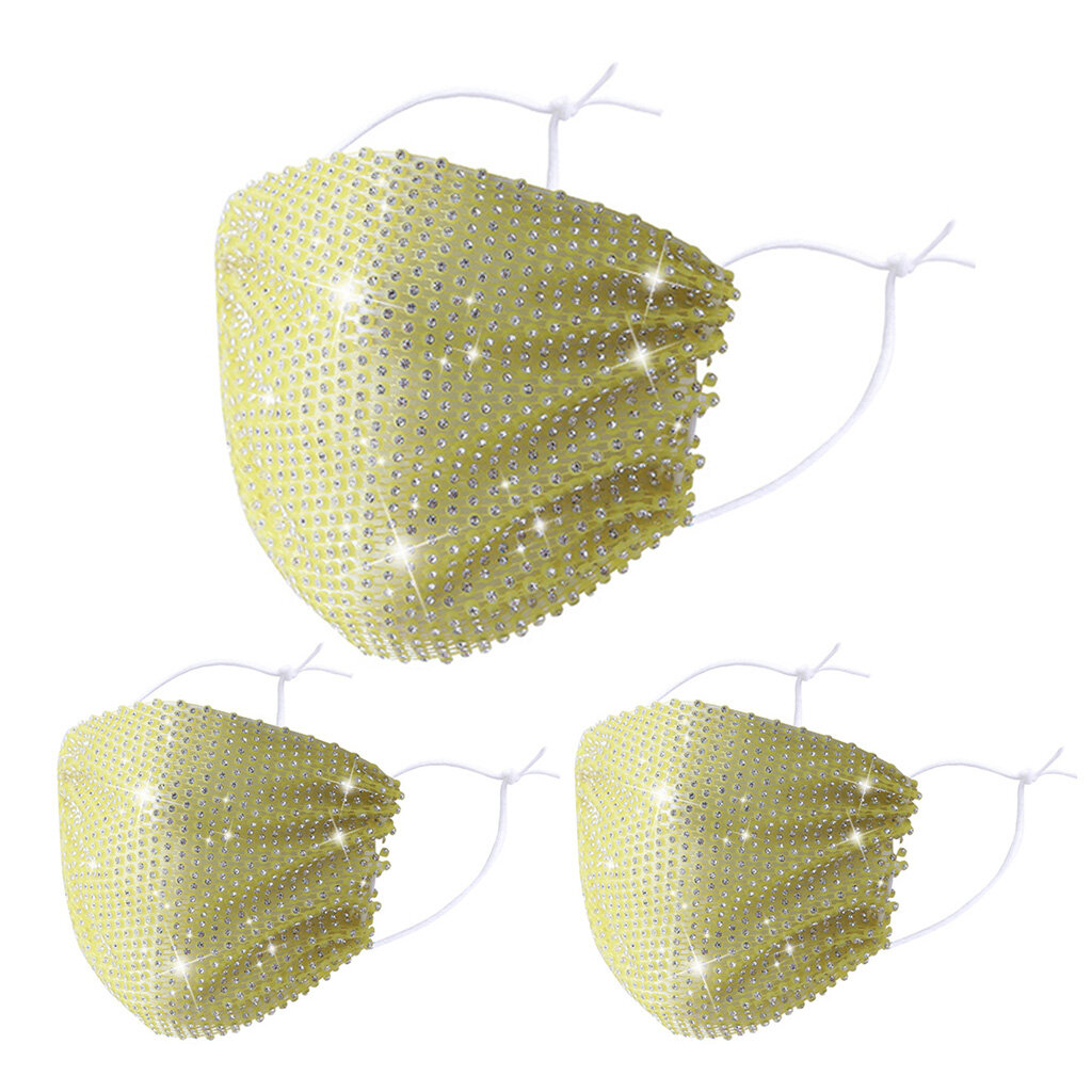 3 шт./компл. женские и мужские блестящие ювелирные изделия маска для лица для ночного клуба ажурная сетка с блестками для страз сплошной цвет маскарадная вечеринка рот крышка