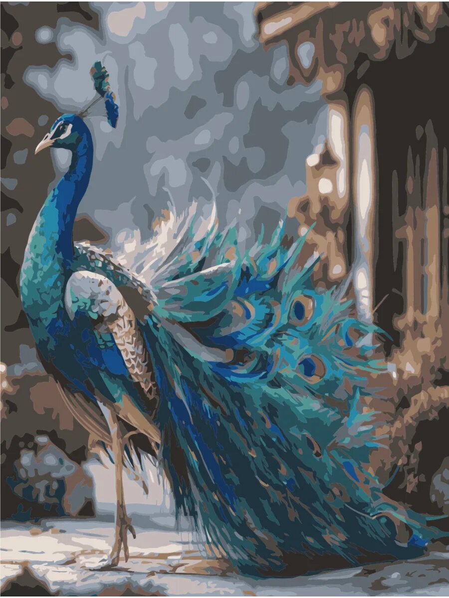 Картина по номерам 30x40 см павлин