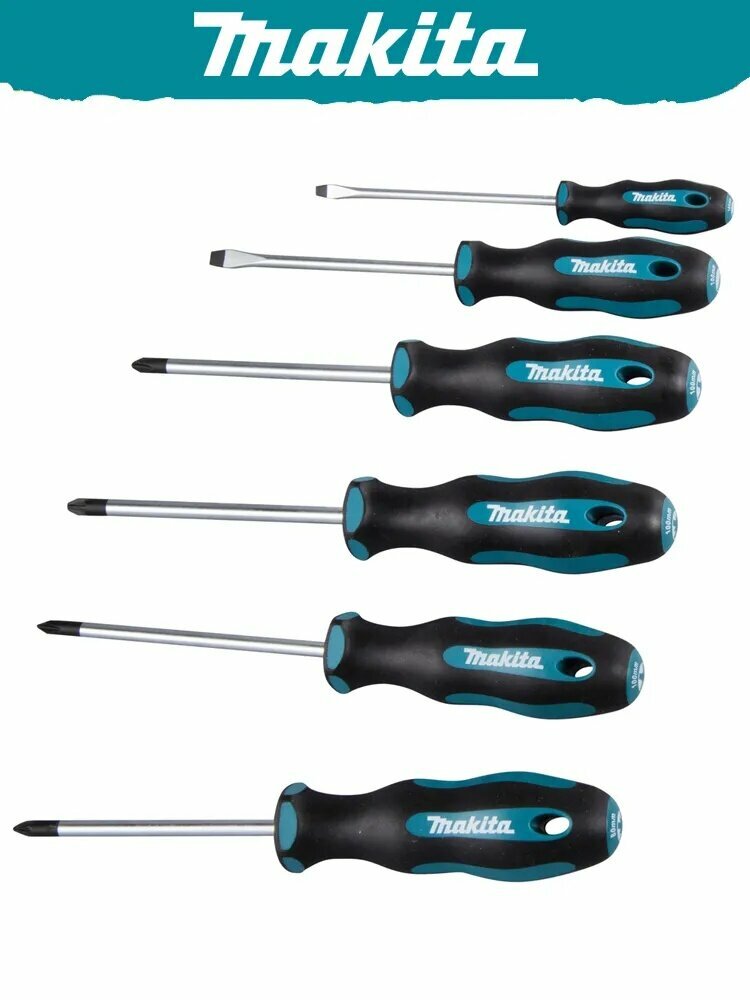 Makita E-10528 Набор отверток 6 шт, шлицевые, Torx, нескользящие, изолированные, ручной инструмент