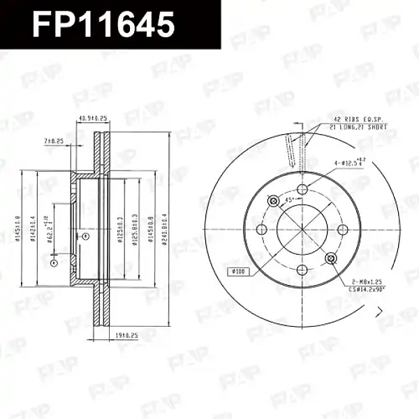 FAP FP11645 диск тормозной Magentis (Маджентис) II (mg) optima lotze lotze / optima (Комплект 2 штуки)