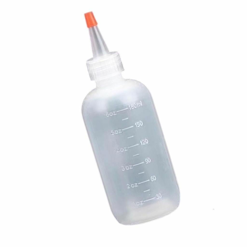 Емкость для соуса, Круглая бутылка для отжима с градуированным заостренным горлышком-180 мл