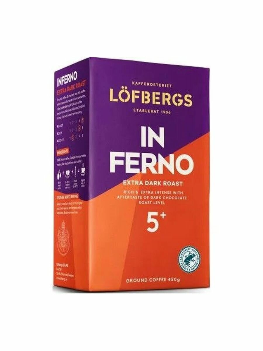 Кофе молотый Lofbergs "Inferno", 450 гр, тёмная обжарка, арабика