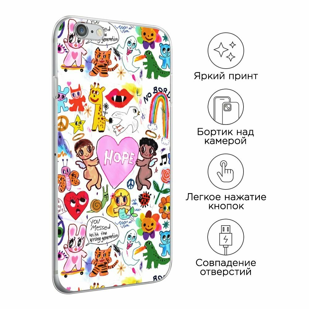 Силиконовый чехол на Apple iPhone 6 / Айфон 6 с принтом "Милые рисунки" — фото 1