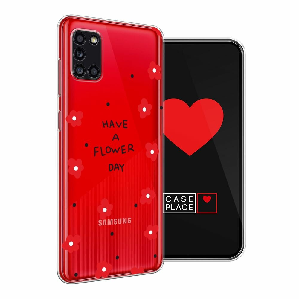 Чехол на Samsung Galaxy A31 / Самсунг Галакси А31 с принтом "Have a flower day 2", прозрачный — фото 1