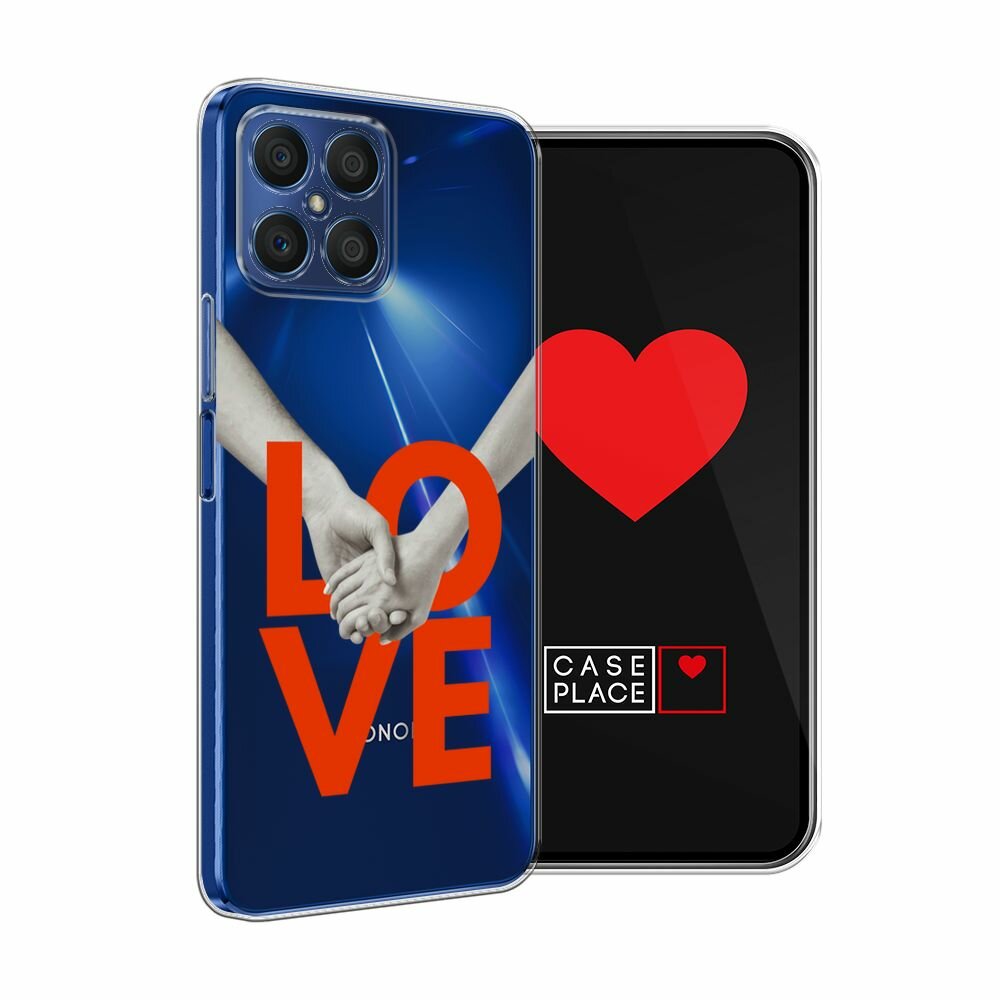 Чехол на Honor X8 / Хуавей X8 с принтом "Love holding hands - 14 февраля", прозрачный — фото 1